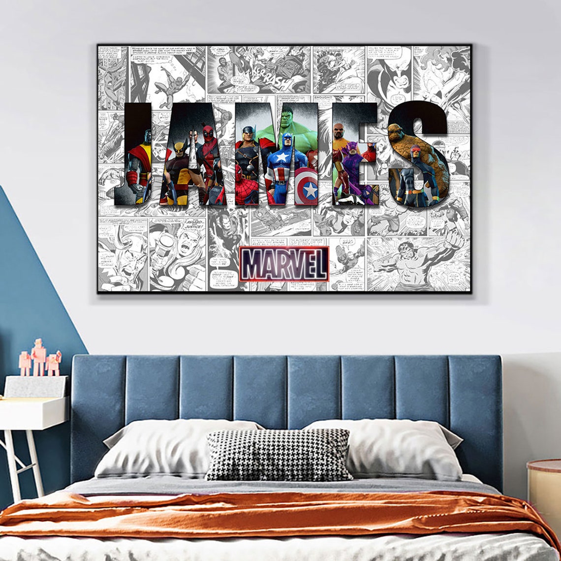Personalized Superhero Name Word Art, Custom Canvas Painting for Unique ...
