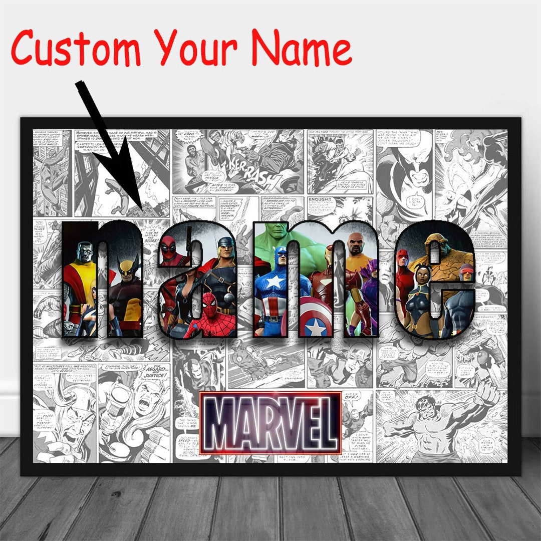 Personalized Superhero Name Word Art, Custom Canvas Painting for Unique ...
