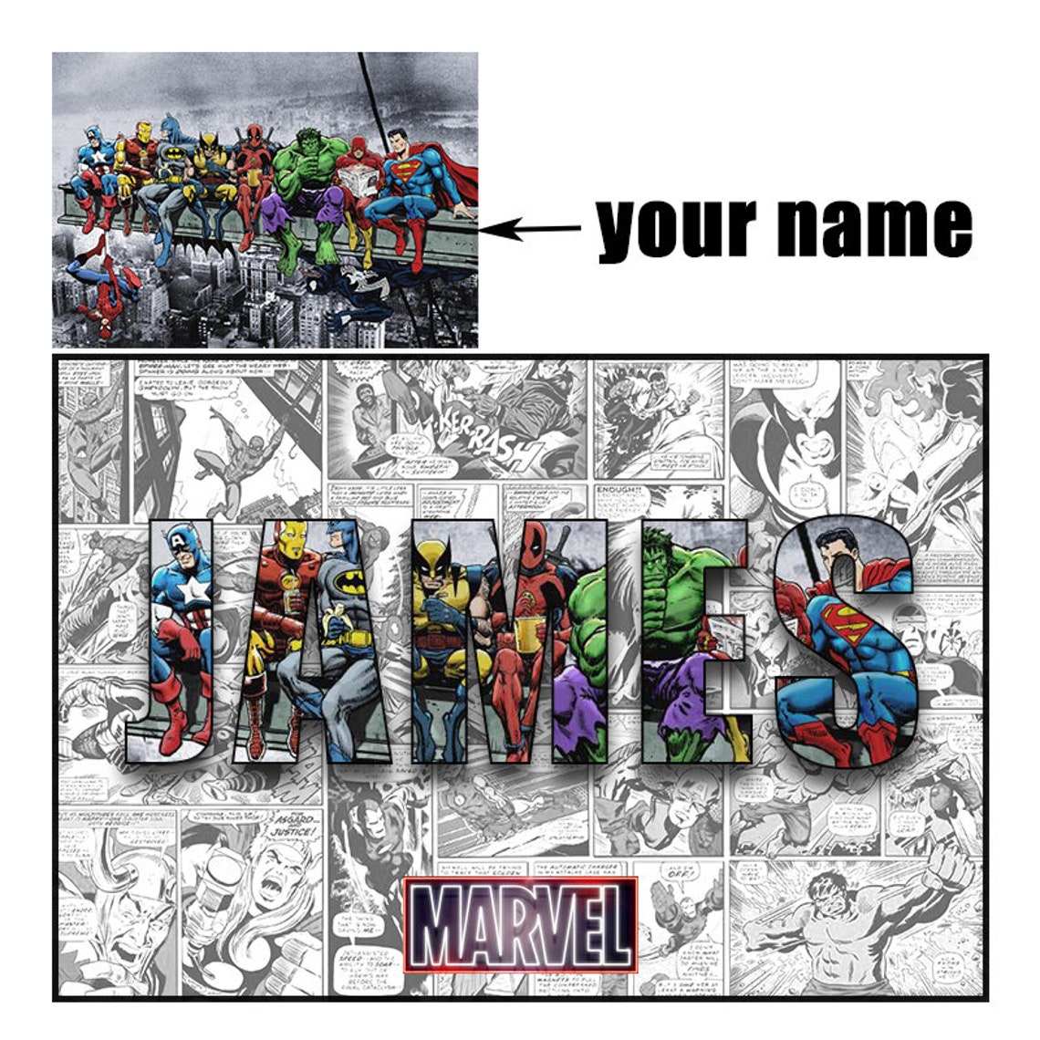 Personalized Superhero Name Word Art, Custom Canvas Painting for Unique ...