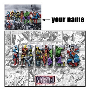 Personalized Superhero Name Word Art, Custom Canvas Painting for Unique ...