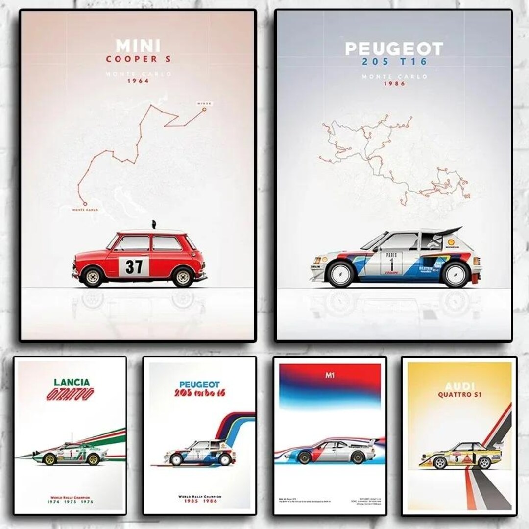 Classic Rally Car Poster Set | Vintage Racing Wall Art | Retro ...