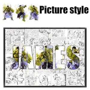 Personalised NAME Word Art Print Superhero Character Posters Avenger ...