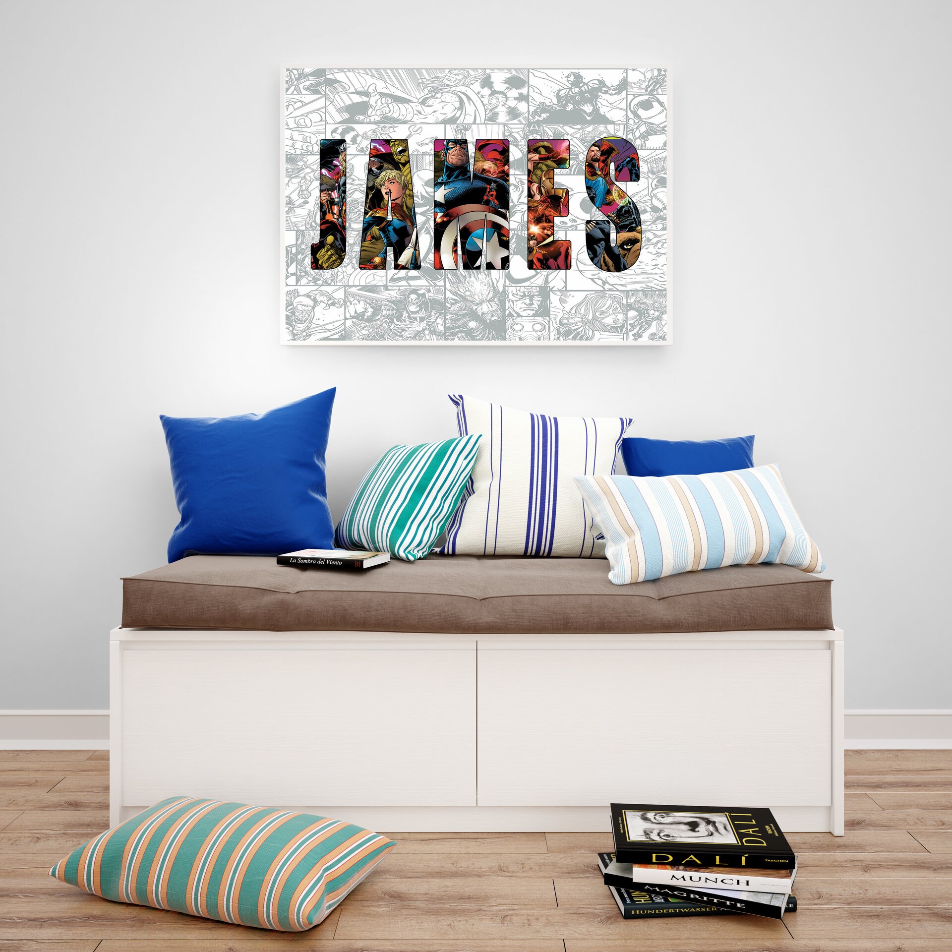 Personalised NAME Word Art Print Superhero Character Posters Avenger ...