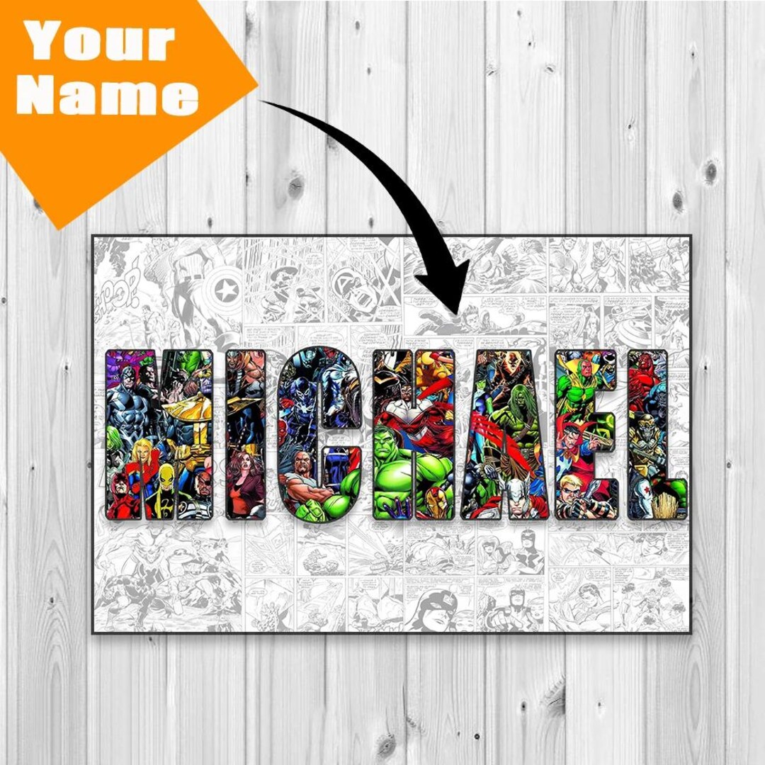 Personalized Superhero Name Wall Art - Custom Comic Book Style Poster ...