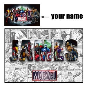 Personalized Superhero Name Word Art, Custom Canvas Painting for Unique ...