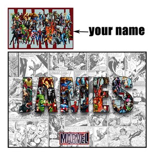 Personalized Superhero Name Word Art, Custom Canvas Painting for Unique ...