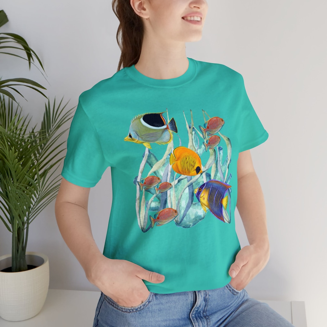 Tropical Fish T-shirt, Ocean T-shirt, Fish T-shirt, Tropical Print Tee ...