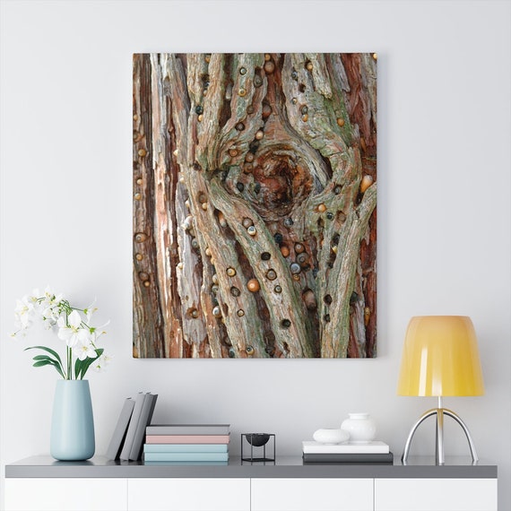 Forest Tree Trunk Canvas Wrap Photo Wall Art Forest Acorn | Etsy