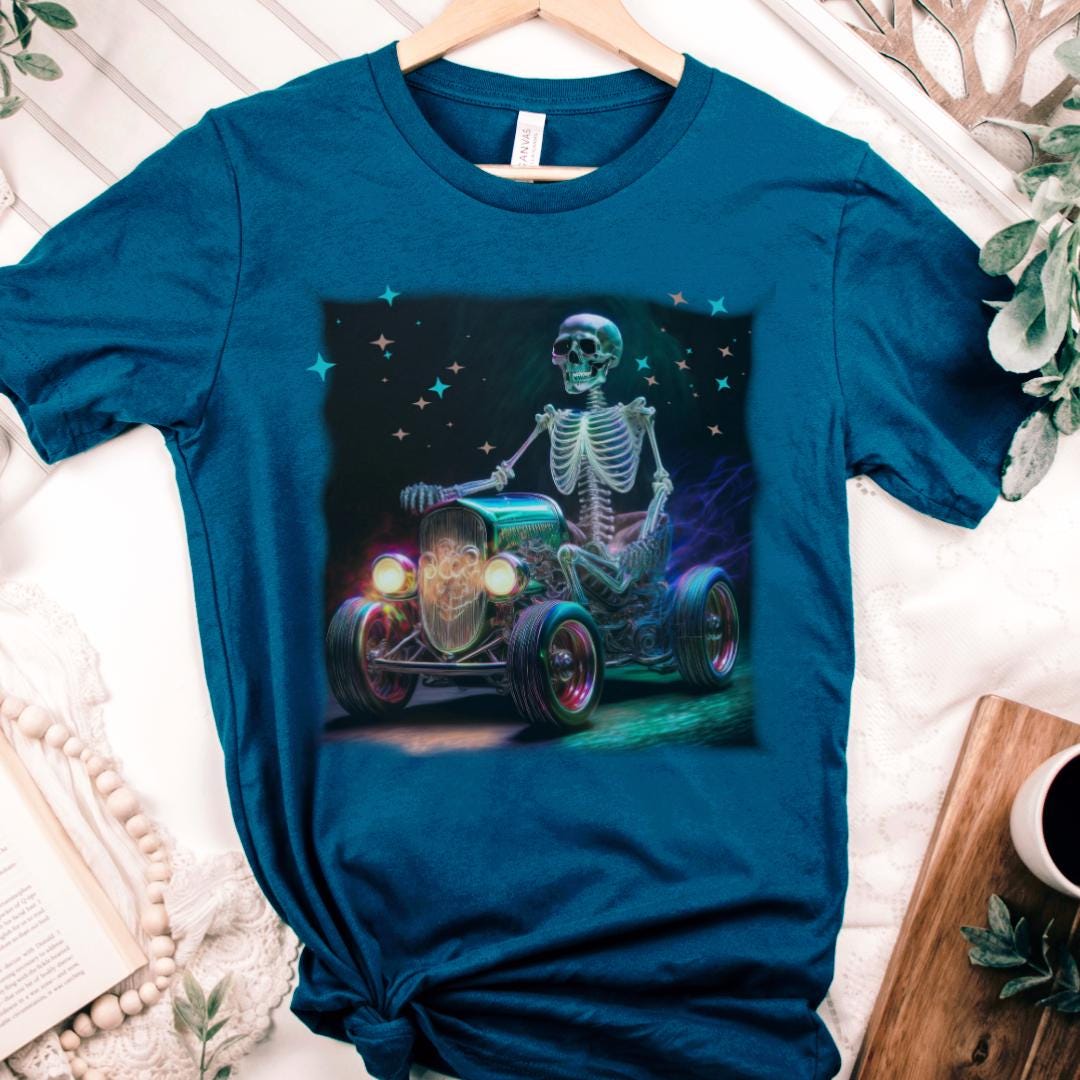 Skeleton Rat Rod Halloween T-shirt - Etsy