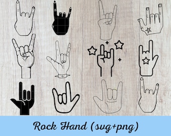 Rock on Hand Svg - Etsy