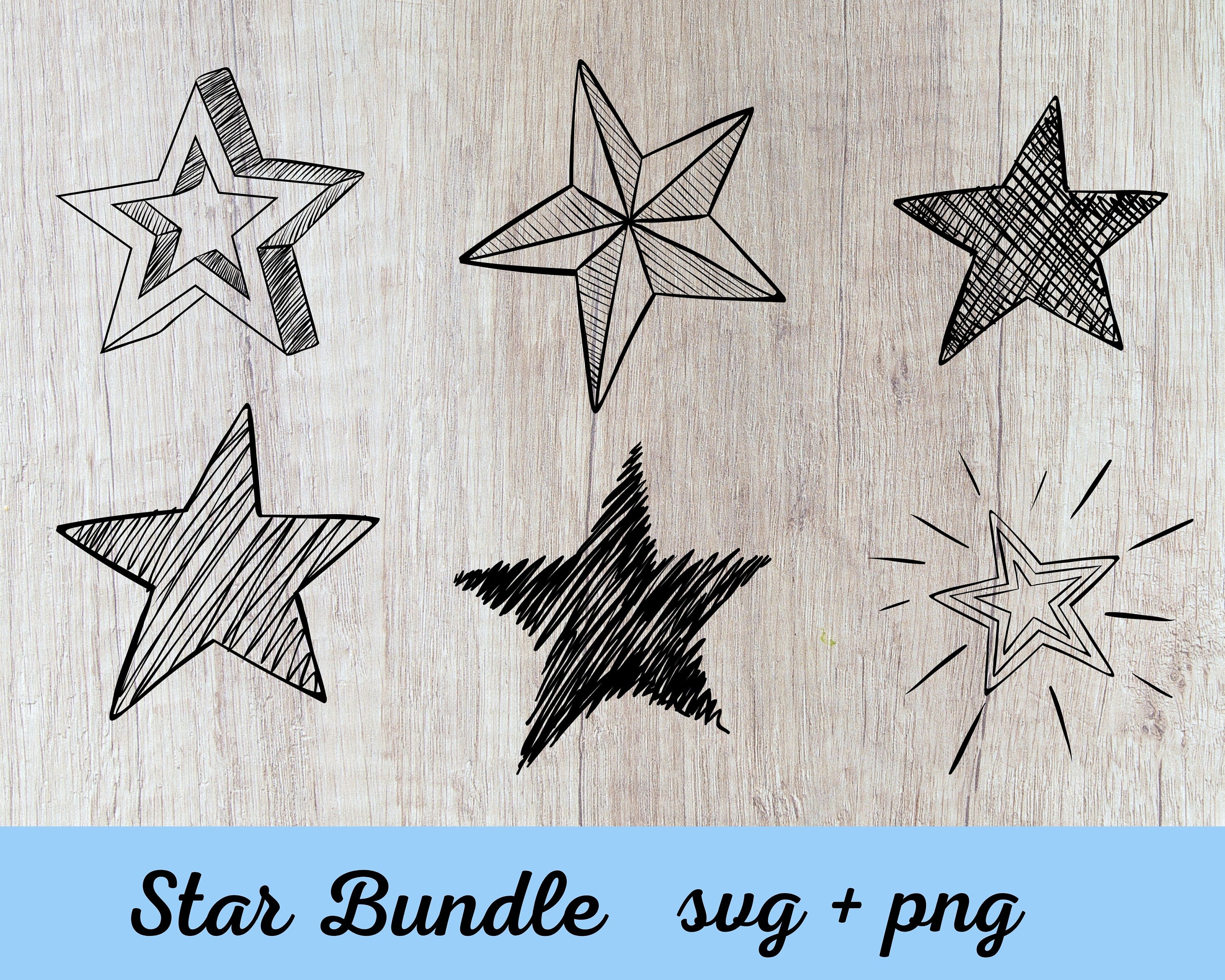 Star Svg Cut File, Star Png, Stars Bundle Svg, Hand Drawn Stars - Etsy
