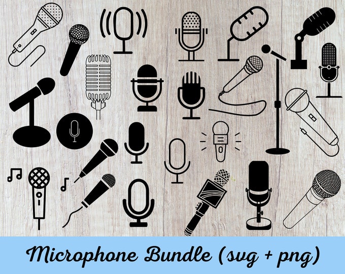 Microphone SVG Bundle, Microphone Clipart, 15 Microphone Icon Cut Files ...