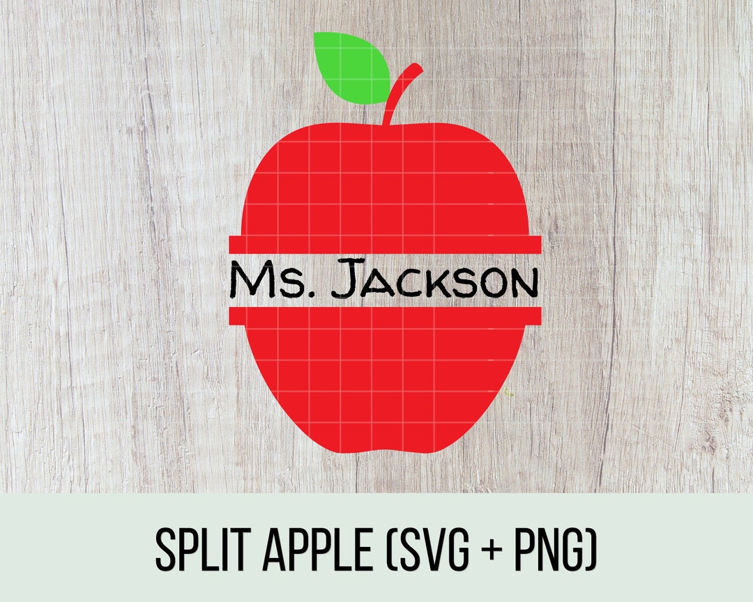 Apple Split Monogram Teacher Svg School Svg Back To School Svg Png