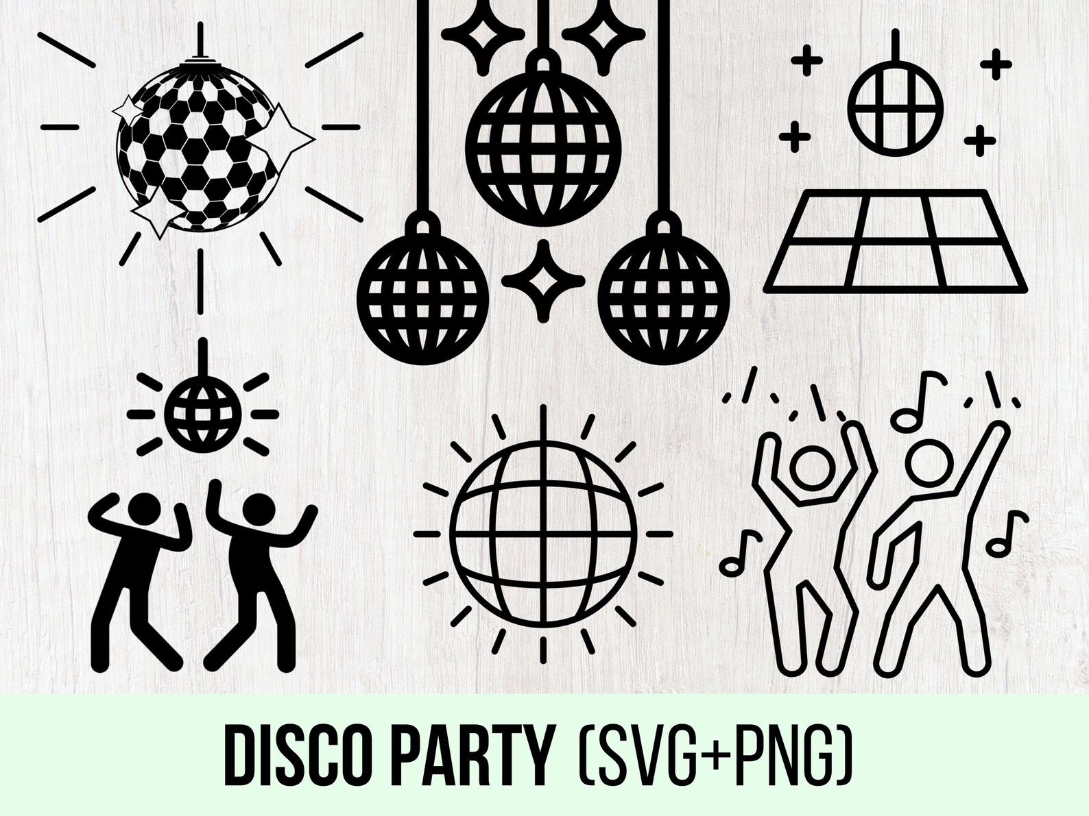 Disco Party Vector Clipart Set / Outline, Stamp and Color Graphics ...