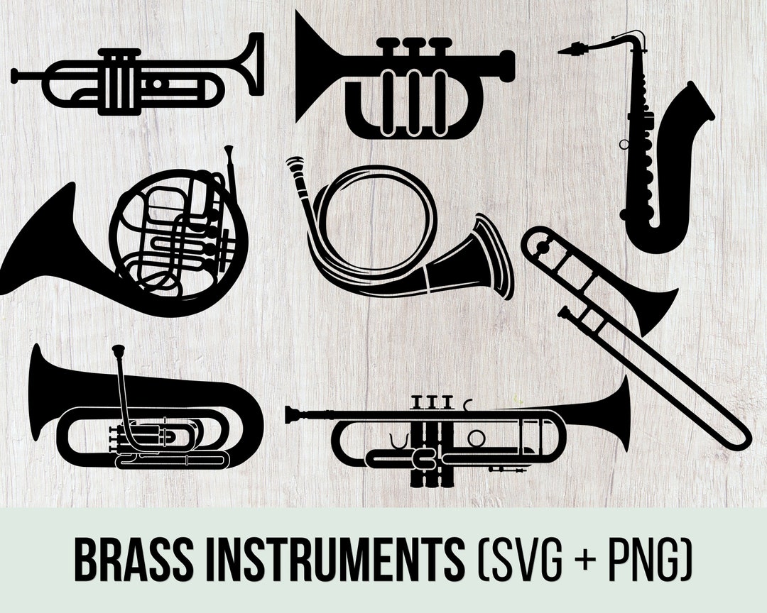Brass Instrument Svg, Bundle, Trumpet, Trombone, Tuba Digital Vector ...