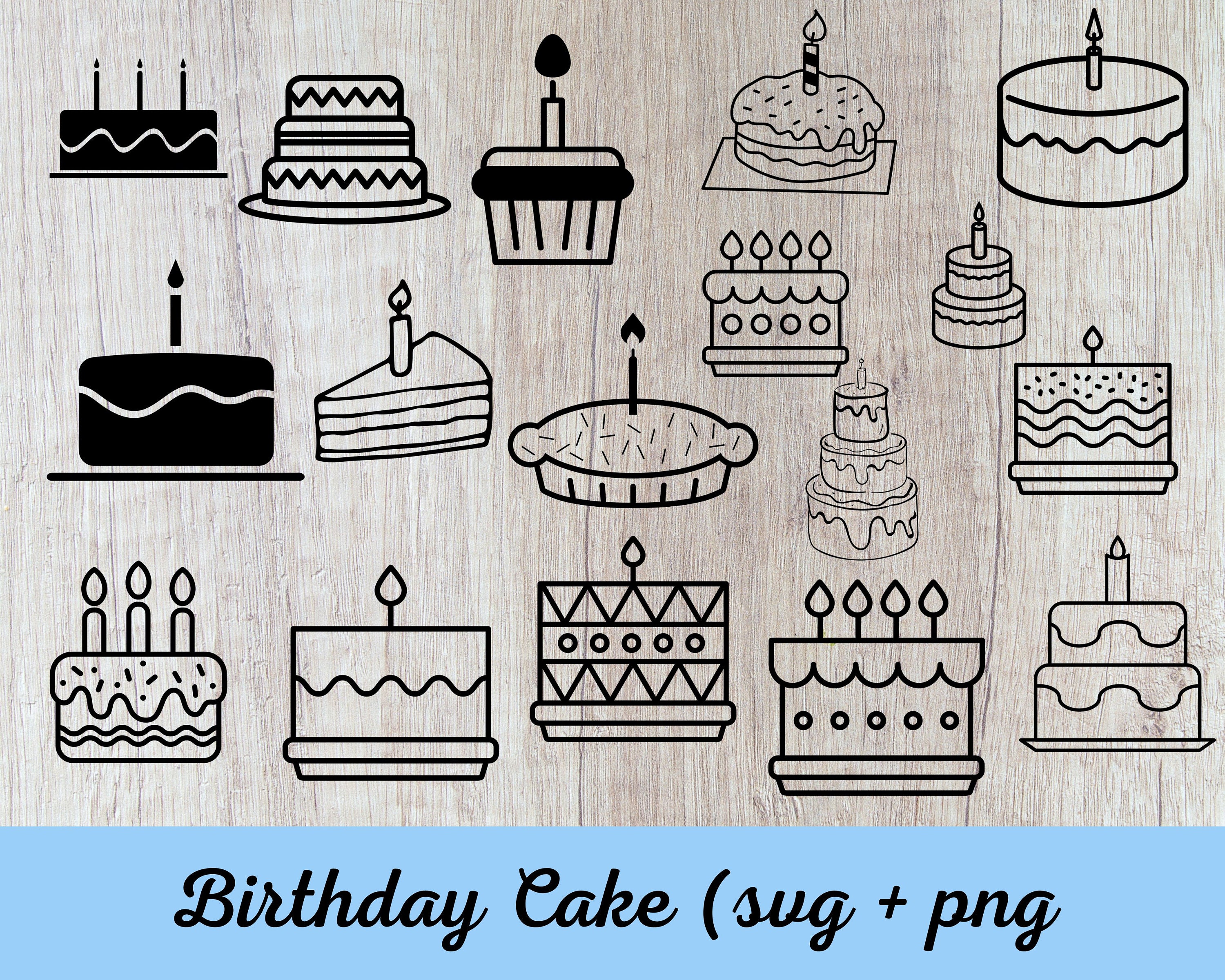 Birthday Cake, Birthday Cake Slice, Cake and Candles, Svg Cut Files ...