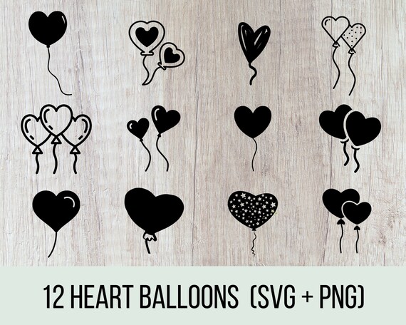 Heart Balloons SVG Heart Balloons Cut File Heart Balloons - Etsy