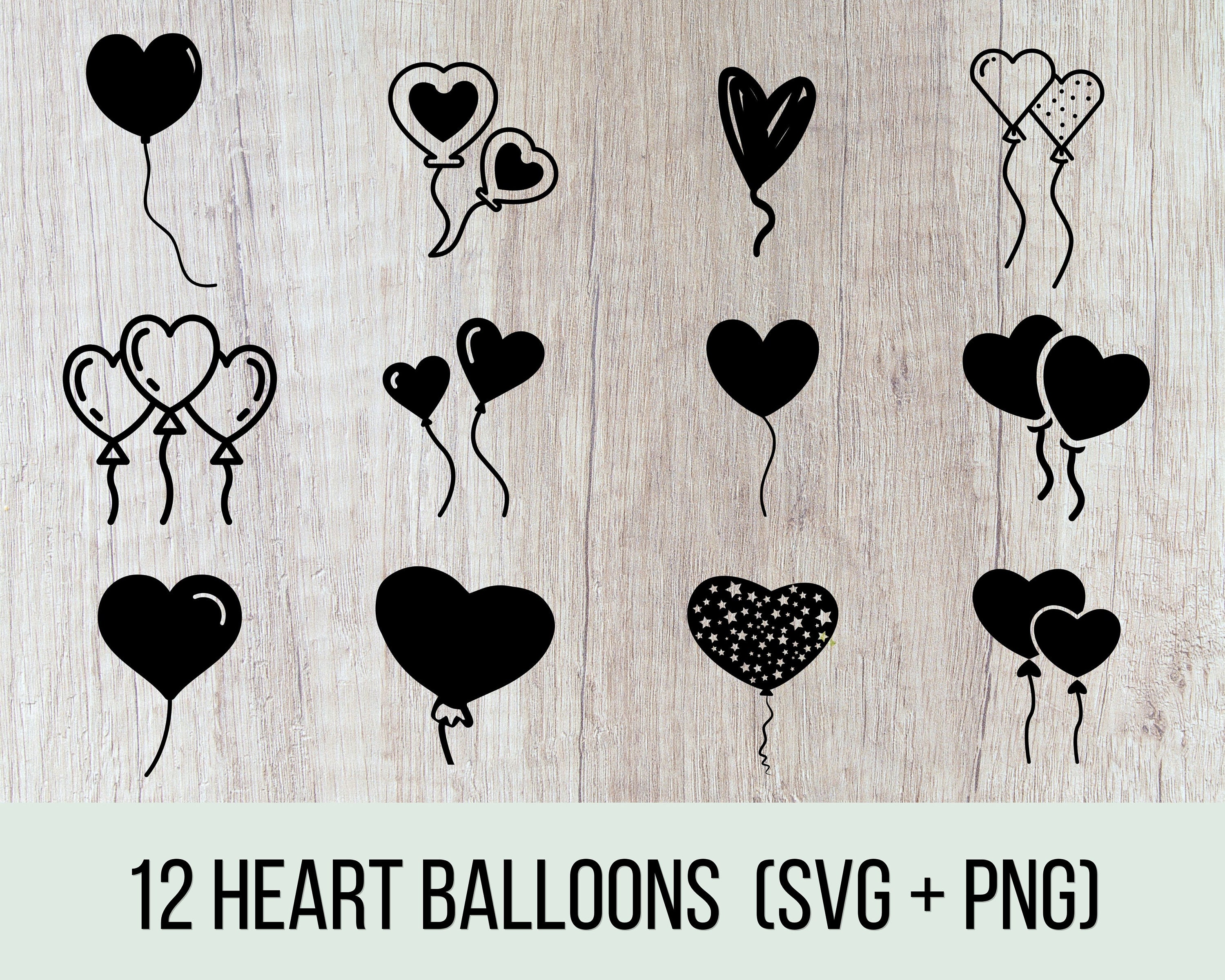 Heart Balloons SVG, Heart Balloons Cut File, Heart Balloons Clipart ...