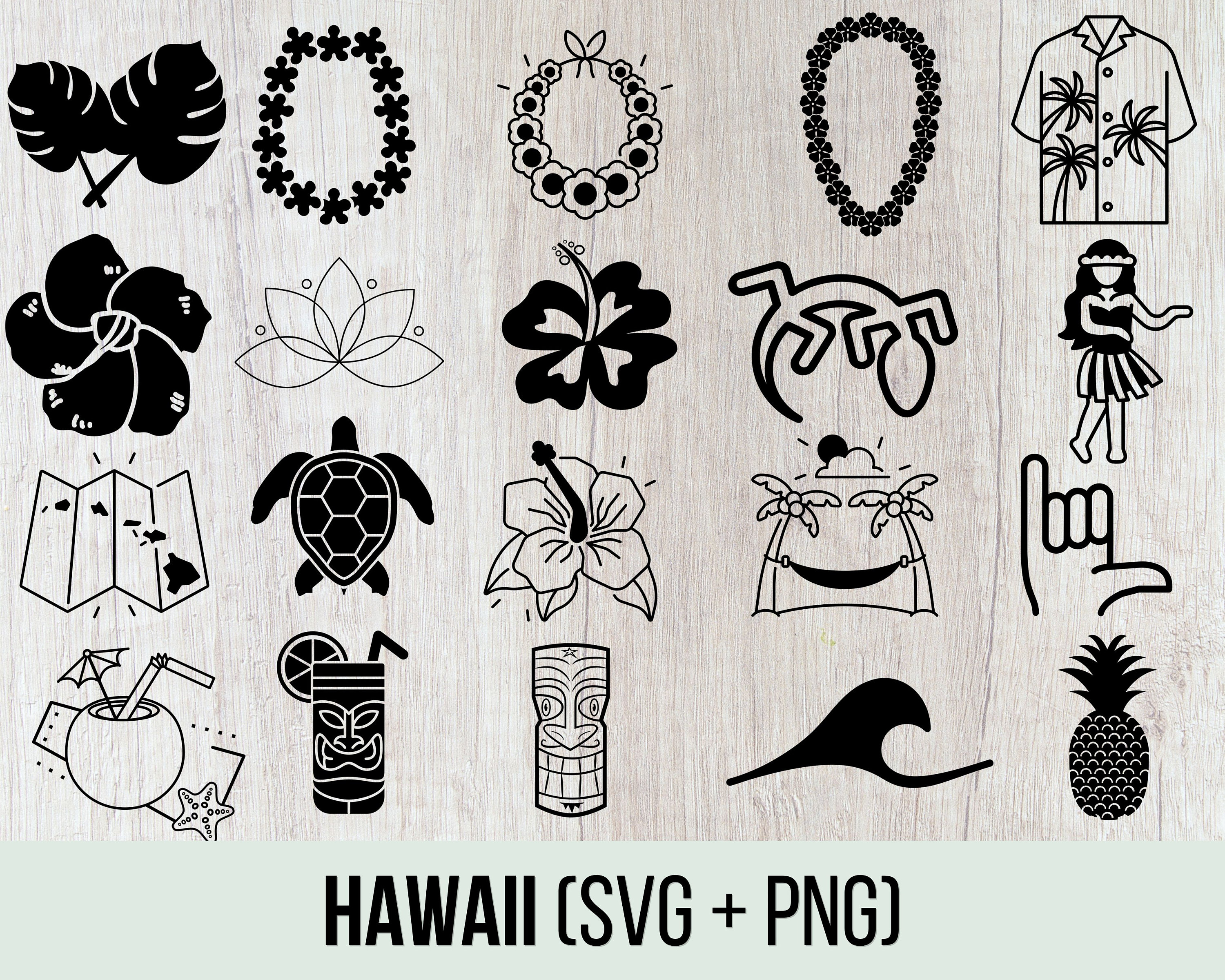 Hawaiian SVG Hawaii Clipart Bundle SVG PNG Clip Art - Etsy Ireland