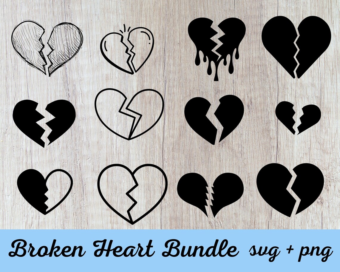 Broken Heart SVG, Broken Heart PNG, Broken Heart Outline, Broken Heart ...