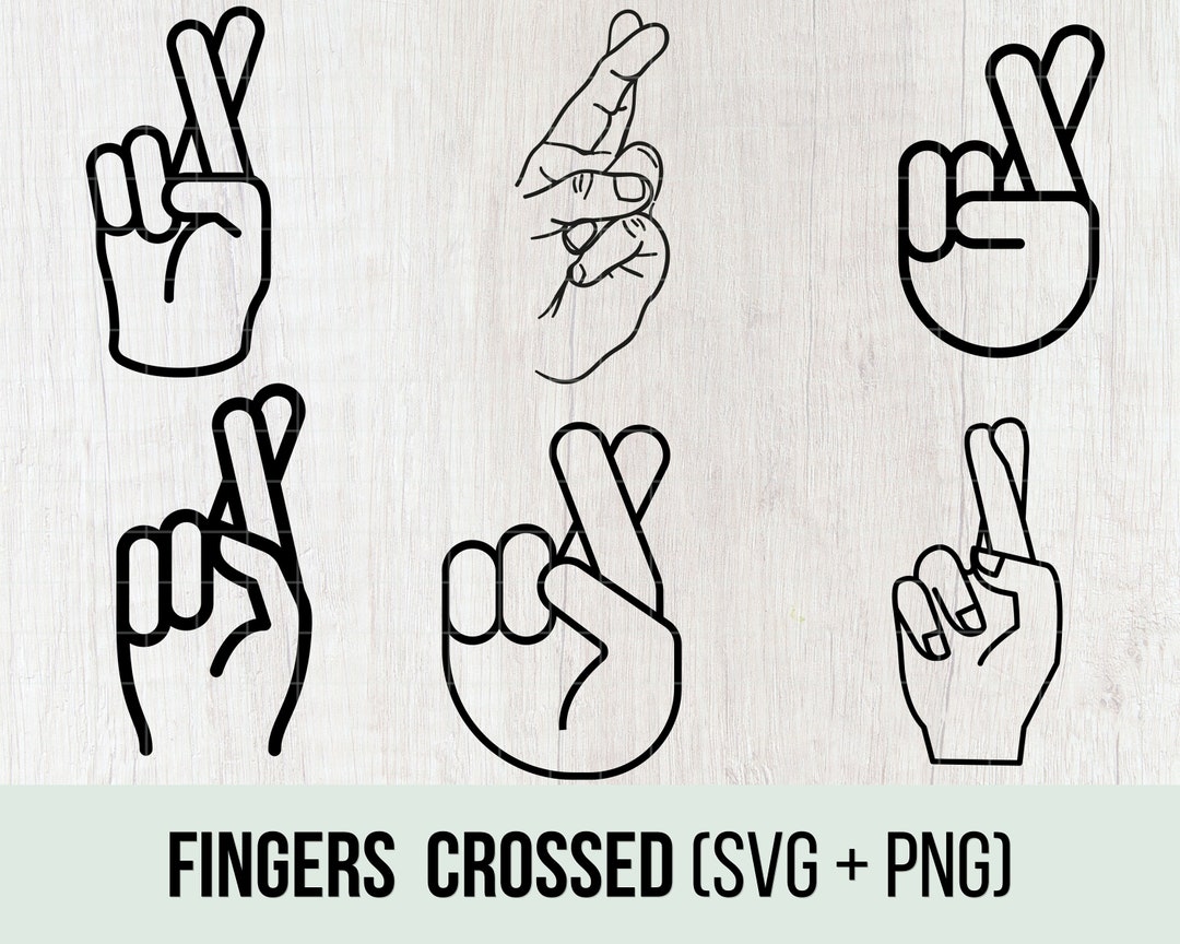 Fingers Crossed, Vector Clipart Set, Outline, Stamp and Graphics, PNG ...