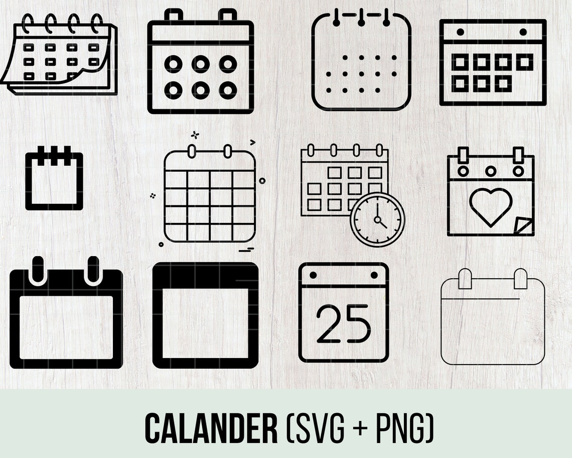 Calendar Svg, Calendar Vector, Calendar Clipart, Date SVG, Wall ...