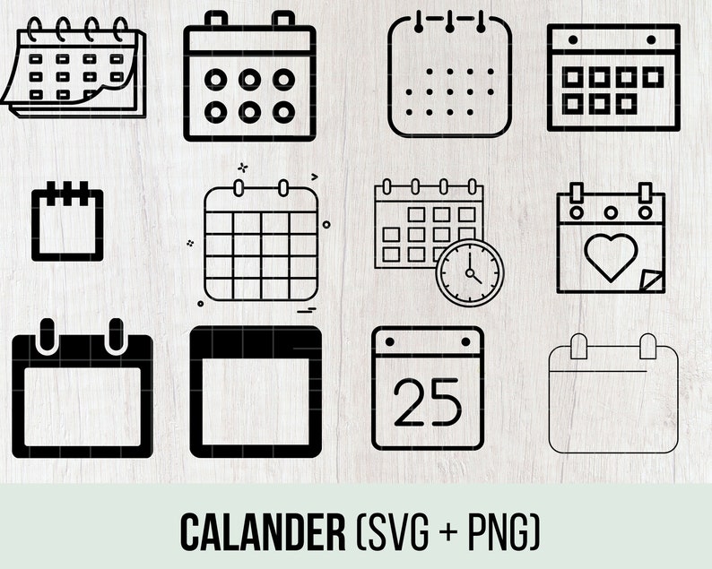 Calendar Svg, Calendar Vector, Calendar Clipart, Date SVG, Wall ...