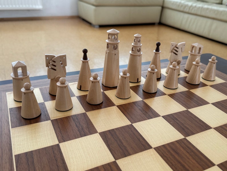 NOJ - Architect PLEČNIK Maple & Walnut Handmade Chess Set - Etsy