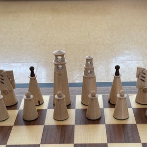 NOJ - Architect PLEČNIK Maple & Walnut Handmade Chess Set - Etsy
