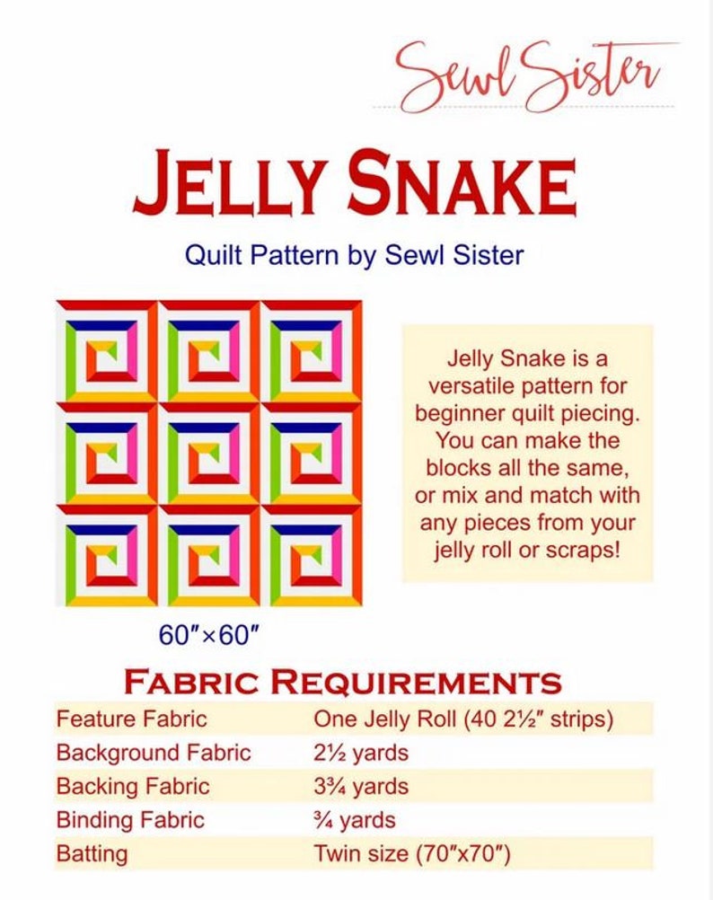 Jelly Snake PDF Quilt Pattern - Etsy
