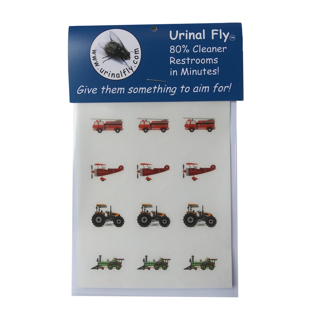 Urinal Fly Potty Target Stickers, Set of 12, Tractor Airplane Firetruck ...