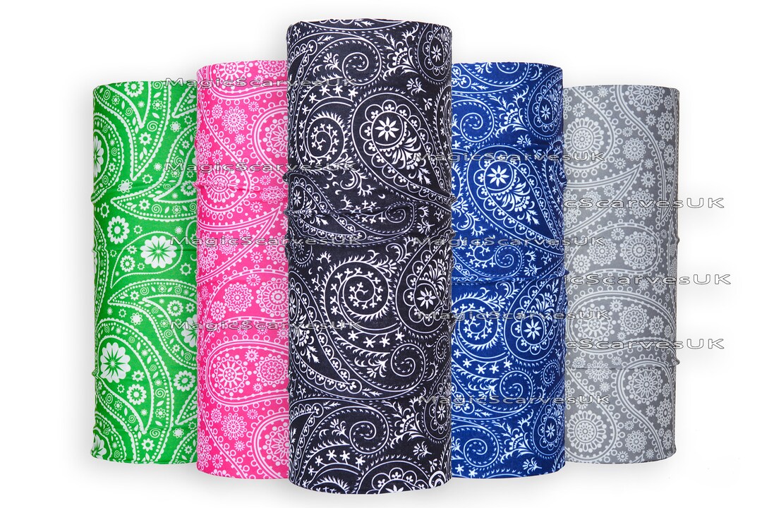 Black Paisley Scarf Unisex Neck Tube Warmer Scarf Snood Headband ...