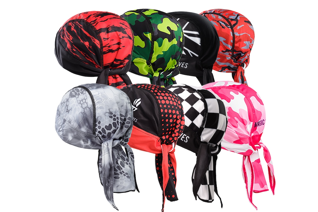 Durag Skull Caps for Men Fitted Cycling Tie Down Bandana Grey Army ...