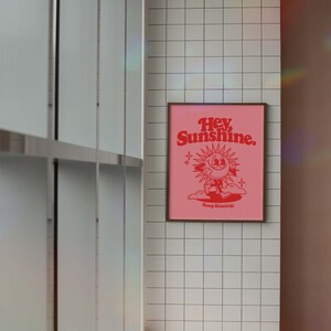 Pink Sun Retro Wall Art, Retro Quote Wall Print, Valentines Day Gifts ...