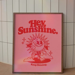 Pink Sun Retro Wall Art, Retro Quote Wall Print, Valentines Day Gifts ...
