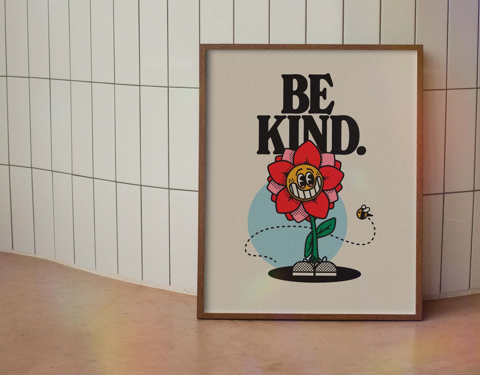 Be Kind Retro Character Wall Art Retro Quote Wall Print - Etsy