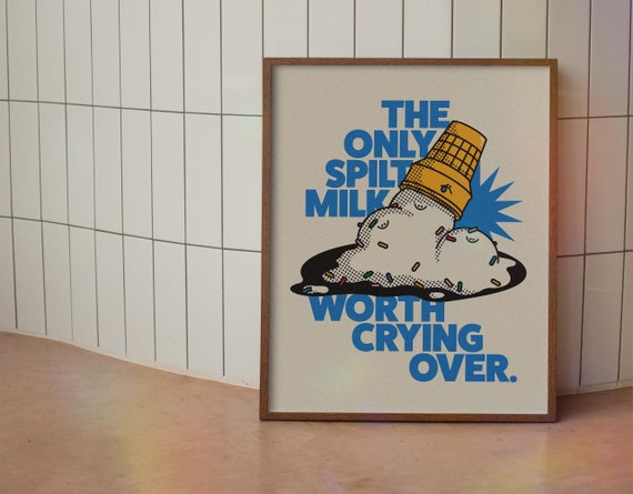 Spilt Milk Retro Funny Quote Wall Art Digital Download Print - Etsy