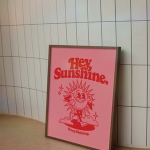 Pink Sun Retro Wall Art, Retro Quote Wall Print, Valentines Day Gifts ...
