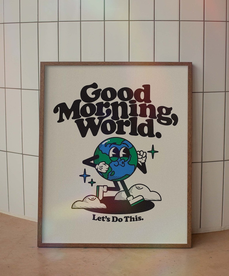 Good Morning Retro Character Wall Art Retro Quote Wall Print | Etsy