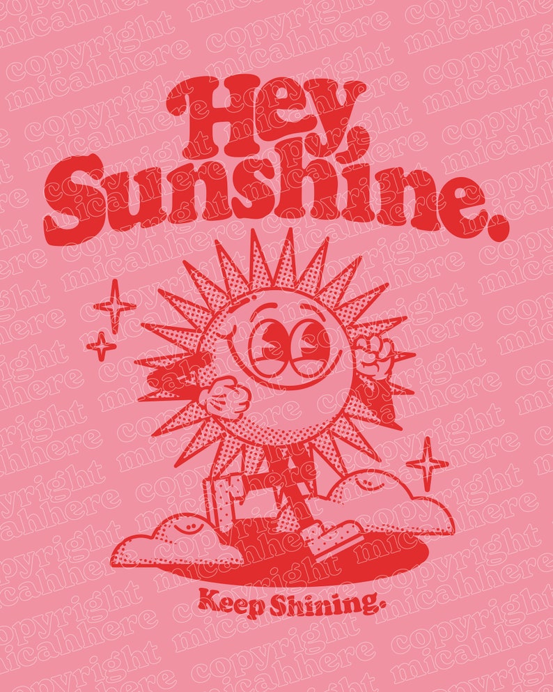 Pink Sun Retro Wall Art Retro Quote Wall Print Valentines - Etsy