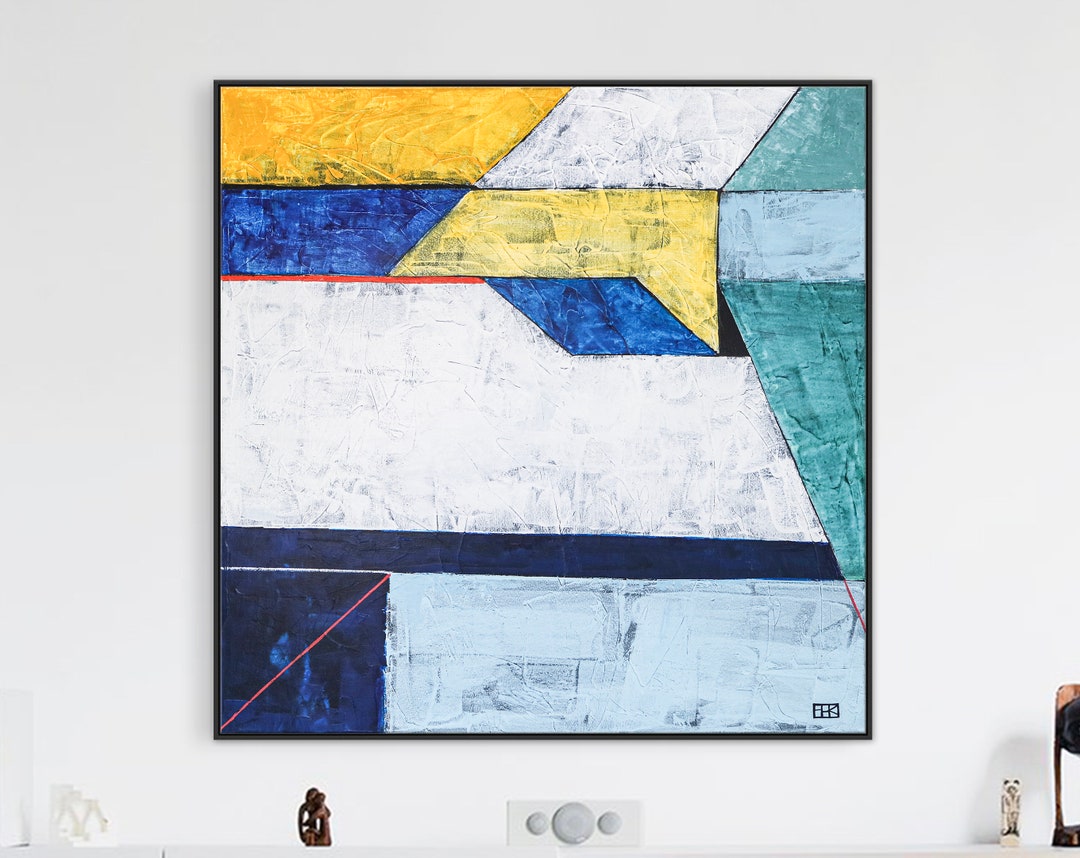 Colorful Emphasis in Modern Abstract Geometric Painting, Original ...