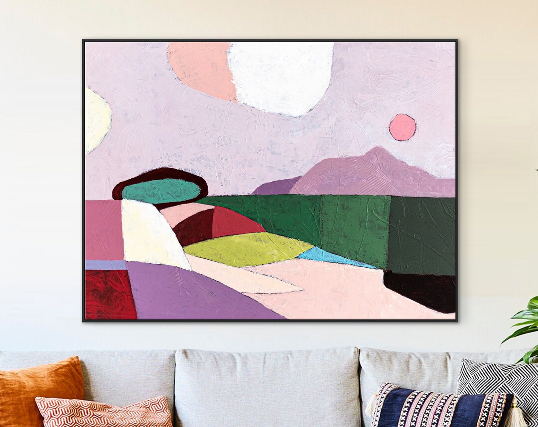 Pink Emphasis Large Original Abstract Colorful Painting, Imagining ...