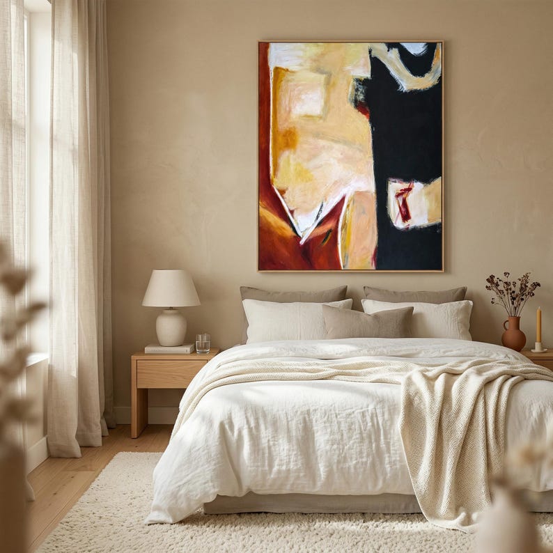 Large Moody Black Abstract Wall Art — Original Oil Painting, Textured ...