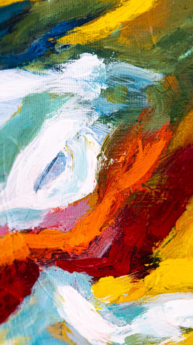 Impressionist Original Abstract Painting – Oil & Acrylic Small Canvas ...