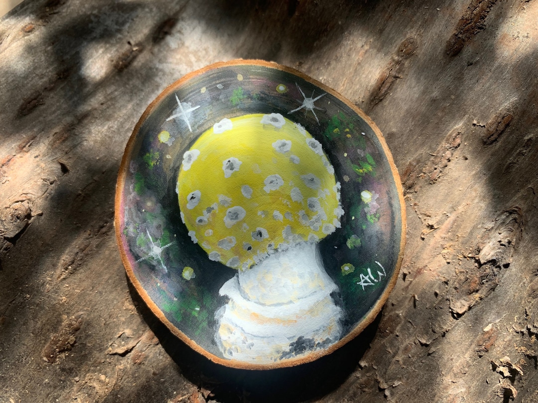 Painted Yellow Toadstool - Etsy