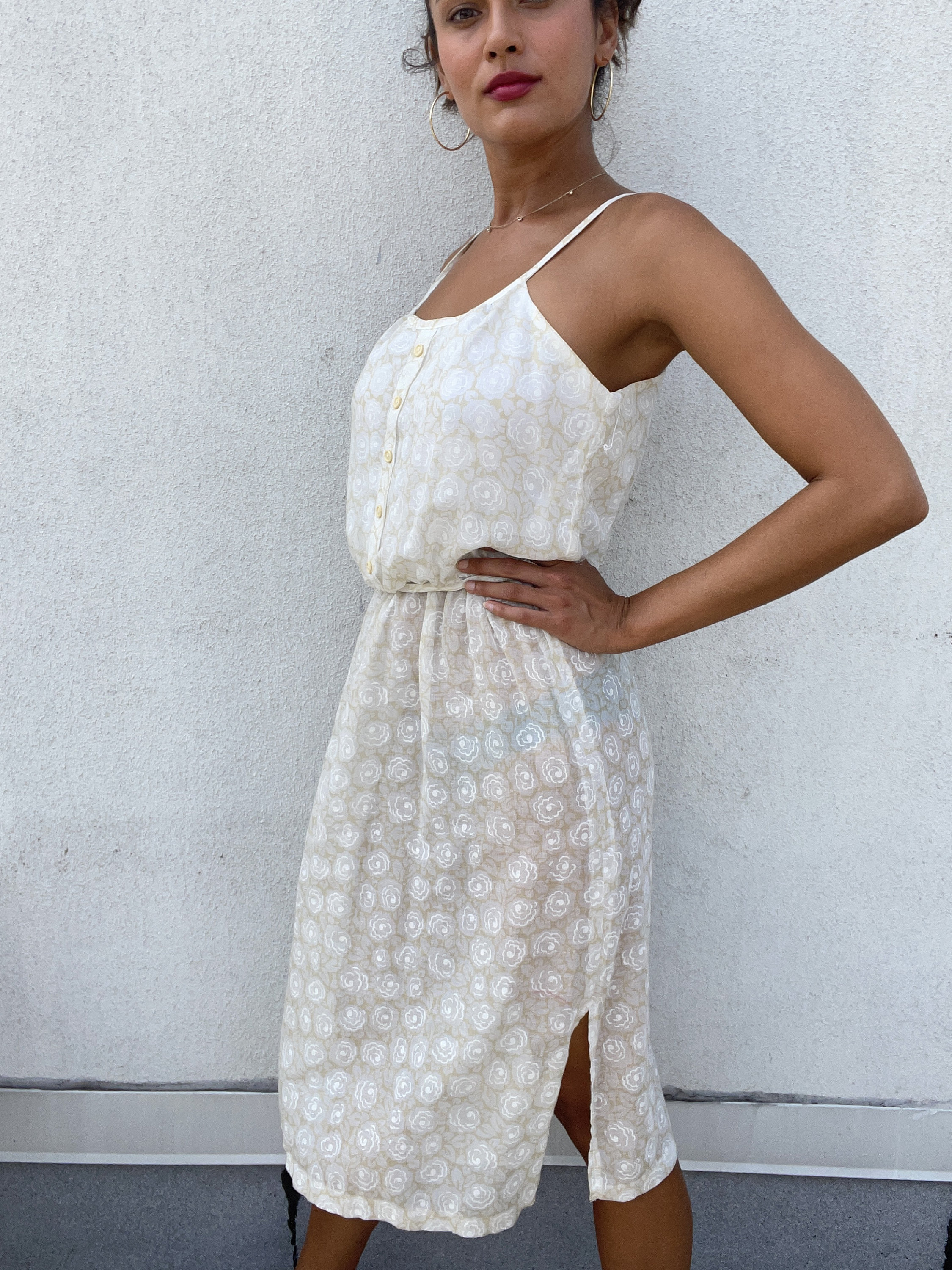 80s Floral Sheer Sundress Vintage - Etsy