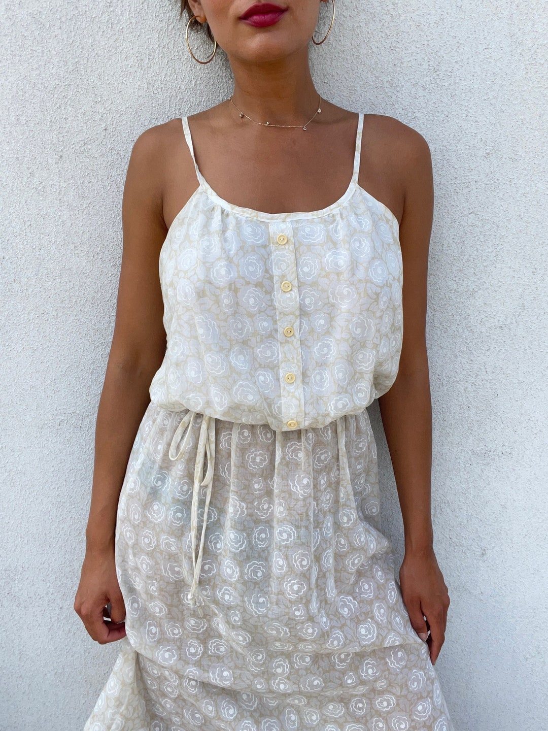 80s Floral Sheer Sundress Vintage - Etsy