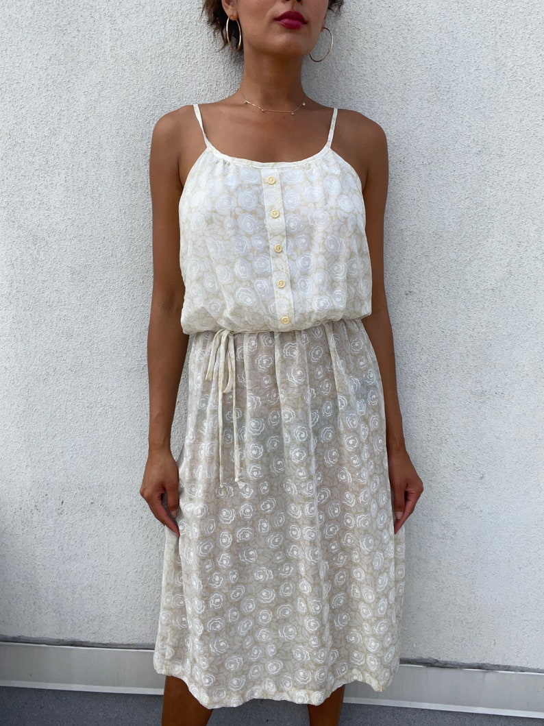 80s Floral Sheer Sundress Vintage - Etsy