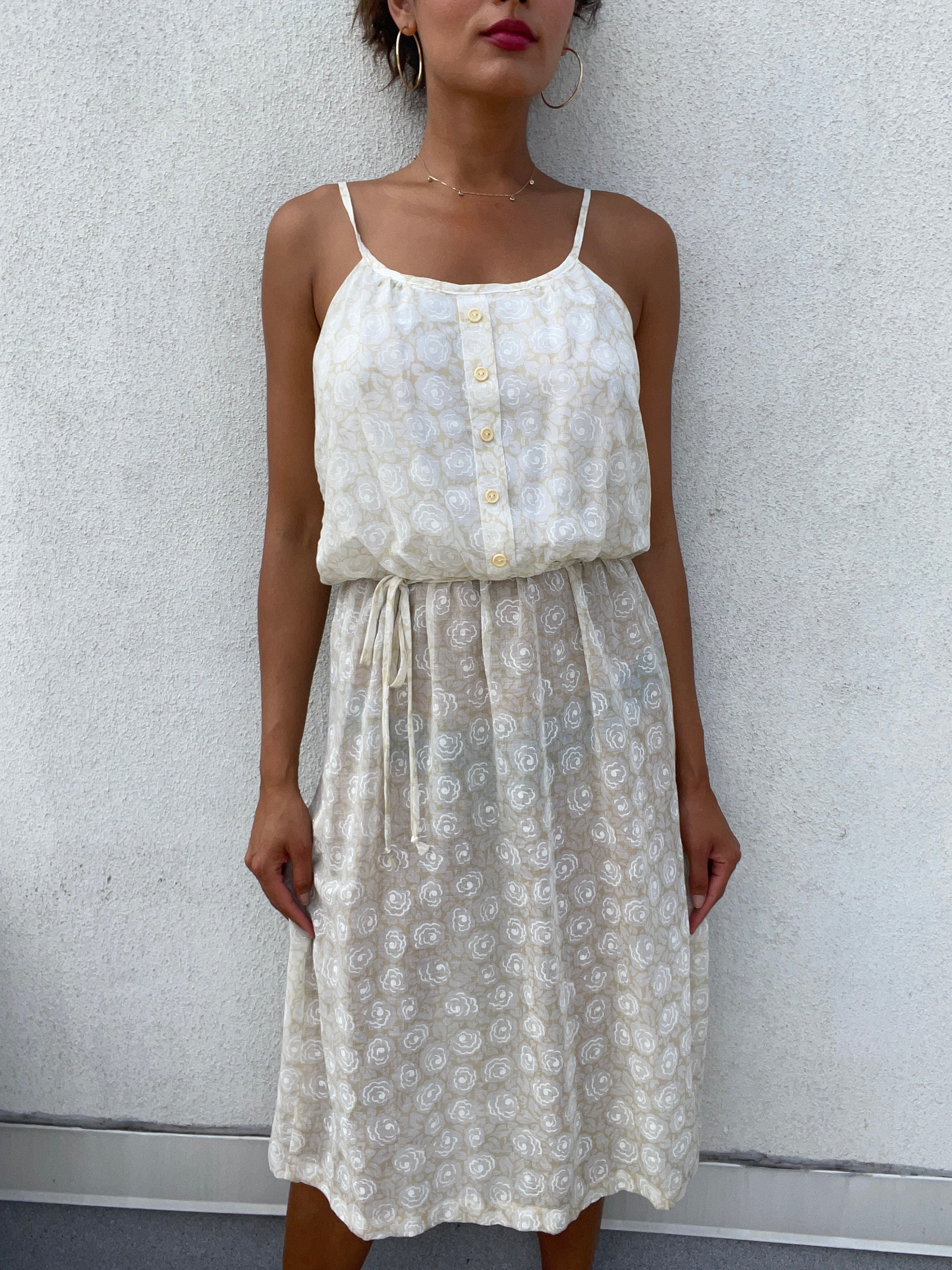 80s Floral Sheer Sundress Vintage - Etsy