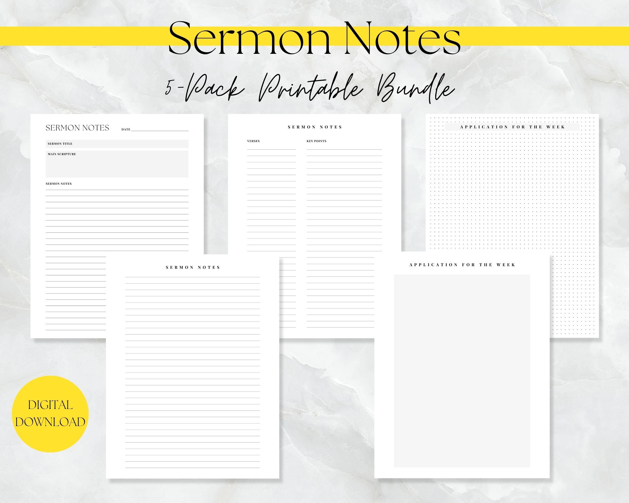 Printable Sermon Notes Sermon, Church Notes Journal, Sermon Notebook ...